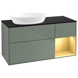 Villeroy & Boch Villeroy und Boch Finion Waschtischunterschrank GA52HFGM 120cm, Abdeckplatte black matt, Emotion, Regale Gold matt lacquer, Olive Matt Lacquer