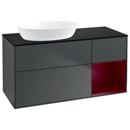 Villeroy & Boch Villeroy und Boch Finion Waschtischunterschrank GA52HBHG 120cm, Abdeckplatte black matt, Emotion, Regale Peony matt lacquer, Midnight Blue Matt Lacquer