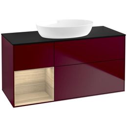 Villeroy & Boch Villeroy und Boch Finion Waschtischunterschrank FA62PCHB 120cm, Abdeckplatte black matt, Regale Oak Veneer, Peony Matt