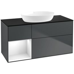 Villeroy & Boch Villeroy und Boch Finion Waschtischunterschrank FA62GFHG 120cm, Abdeckplatte black matt, Regale Glossy white lacquer, Midnight Blue Matt Lacquer