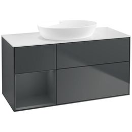 Villeroy & Boch Villeroy und Boch Finion Waschtischunterschrank FA61HGHG 120cm, Abdeckplatte white matt, Regale Midnight matt lacquer, Midnight Blue Matt Lacquer