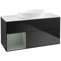 Villeroy & Boch Villeroy und Boch Finion Waschtischunterschrank FA61GMPD 120cm, Abdeckplatte white matt, Regale Olive matt lacquer, Black matt lacquer