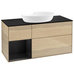 Villeroy & Boch Villeroy und Boch Finion Waschtischunterschrank GA62PDPC 120cm, Abdeckplatte black matt, Emotion, Regale Black matt lacquer, Oak Veneer