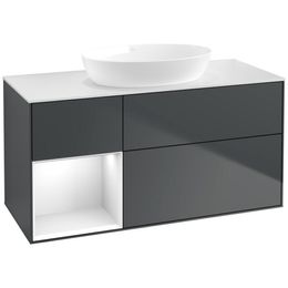 Villeroy & Boch Villeroy und Boch Finion Waschtischunterschrank FA61GFHG 120cm, Abdeckplatte white matt, Regale Glossy white lacquer, Midnight Blue Matt Lacquer