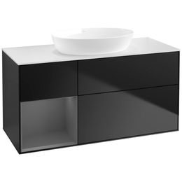 Villeroy & Boch Villeroy und Boch Finion Waschtischunterschrank FA61GKPD 120cm, Abdeckplatte white matt, Regale Anthracite matt lacquer, Black matt lacquer
