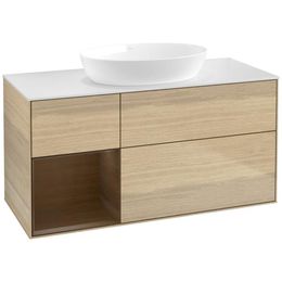 Villeroy & Boch Villeroy und Boch Finion Waschtischunterschrank FA61GNPC 120cm, Abdeckplatte white matt, Regale Walnut Veneer, Oak Veneer