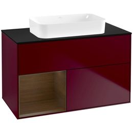 Villeroy & Boch Villeroy und Boch Finion Waschtischunterschrank G652GNHB 100x60,3x50,1cm, Regal links Walnut veneer, Peony Matt