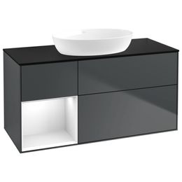 Villeroy & Boch Villeroy und Boch Finion Waschtischunterschrank GA62GFHG 120cm, Abdeckplatte black matt, Emotion, Regale Glossy white lacquer, Midnight Blue Matt Lacquer