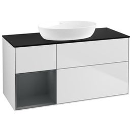 Villeroy & Boch Villeroy und Boch Finion Waschtischunterschrank GA62HGMT 120cm, Abdeckplatte black matt, Emotion, Regale Midnight matt lacquer, White matt lacquer