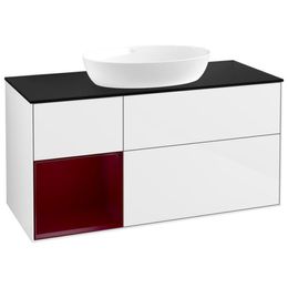Villeroy & Boch Villeroy und Boch Finion Waschtischunterschrank GA62HBGF 120cm, Abdeckplatte black matt, Emotion, Regale Peony matt lacquer, Glossy white lacquer