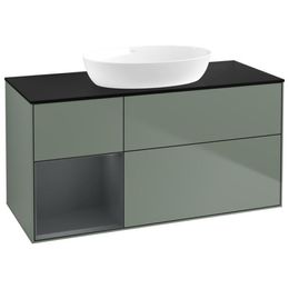 Villeroy & Boch Villeroy und Boch Finion Waschtischunterschrank GA62HGGM 120cm, Abdeckplatte black matt, Emotion, Regale Midnight matt lacquer, Olive Matt Lacquer