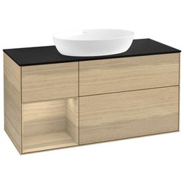 Villeroy & Boch Villeroy und Boch Finion Waschtischunterschrank GA62PCPC 120cm, Abdeckplatte black matt, Emotion, Regale Oak Veneer, Oak Veneer