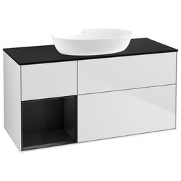 Villeroy & Boch Villeroy und Boch Finion Waschtischunterschrank GA62PDMT 120cm, Abdeckplatte black matt, Emotion, Regale Black matt lacquer, White matt lacquer