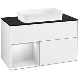 Villeroy & Boch Villeroy und Boch Finion Waschtischunterschrank G652MTGF 100x60,3x50,1cm, Regal links White matt lacquer, Glossy white lacquer