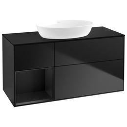 Villeroy & Boch Villeroy und Boch Finion Waschtischunterschrank GA62PDPD 120cm, Abdeckplatte black matt, Emotion, Regale Black matt lacquer, Black matt lacquer