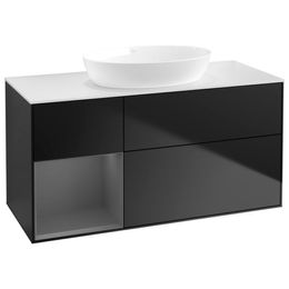Villeroy & Boch Villeroy und Boch Finion Waschtischunterschrank GA61GKPD 120cm, Abdeckplatte white matt, Emotion, Regale Anthracite matt lacquer, Black matt lacquer