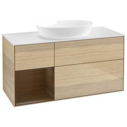 Villeroy & Boch Villeroy und Boch Finion Waschtischunterschrank GA61GNPC 120cm, Abdeckplatte white matt, Emotion, Regale Walnut Veneer, Oak Veneer