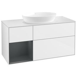 Villeroy & Boch Villeroy und Boch Finion Waschtischunterschrank GA61HGGF 120cm, Abdeckplatte white matt, Emotion, Regale Midnight matt lacquer, Glossy white lacquer