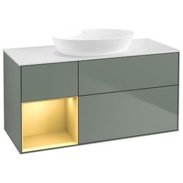 Villeroy & Boch Villeroy und Boch Finion Waschtischunterschrank GA61HFGM 120cm, Abdeckplatte white matt, Emotion, Regale Gold matt lacquer, Olive Matt Lacquer