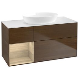 Villeroy & Boch Villeroy und Boch Finion Waschtischunterschrank GA61PCGN 120cm, Abdeckplatte white matt, Emotion, Regale Oak Veneer, Walnut veneer