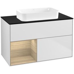 Villeroy & Boch Villeroy und Boch Finion Waschtischunterschrank G652PCMT 100x60,3x50,1cm, Regal links Oak Veneer, White matt lacquer