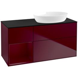 Villeroy & Boch Villeroy und Boch Finion Waschtischunterschrank FA42HBHB 120cm, Abdeckplatte black matt, Regale Peony matt lacquer, Peony Matt