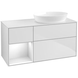 Villeroy & Boch Villeroy und Boch Finion Waschtischunterschrank FA41GFMT 120cm, Abdeckplatte white matt, Regale Glossy white lacquer, White matt lacquer