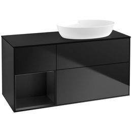 Villeroy & Boch Villeroy und Boch Finion Waschtischunterschrank FA42PDPD 120cm, Abdeckplatte black matt, Regale Black matt lacquer, Black matt lacquer