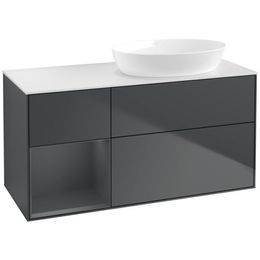 Villeroy & Boch Villeroy und Boch Finion Waschtischunterschrank FA41HGHG 120cm, Abdeckplatte white matt, Regale Midnight matt lacquer, Midnight Blue Matt Lacquer