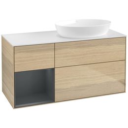 Villeroy & Boch Villeroy und Boch Finion Waschtischunterschrank FA41HGPC 120cm, Abdeckplatte white matt, Regale Midnight matt lacquer, Oak Veneer
