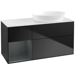 Villeroy & Boch Villeroy und Boch Finion Waschtischunterschrank FA41HGPD 120cm, Abdeckplatte white matt, Regale Midnight matt lacquer, Black matt lacquer