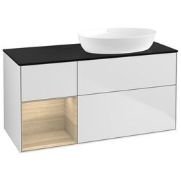 Villeroy & Boch Villeroy und Boch Finion Waschtischunterschrank GA42PCMT 120cm, Abdeckplatte black matt, Emotion, Regale Oak Veneer, White matt lacquer