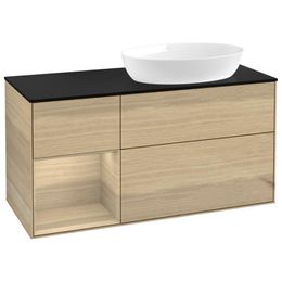 Villeroy & Boch Villeroy und Boch Finion Waschtischunterschrank GA42PCPC 120cm, Abdeckplatte black matt, Emotion, Regale Oak Veneer, Oak Veneer