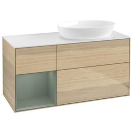 Villeroy & Boch Villeroy und Boch Finion Waschtischunterschrank GA41GMPC 120cm, Abdeckplatte white matt, Emotion, Regale Olive matt lacquer, Oak Veneer