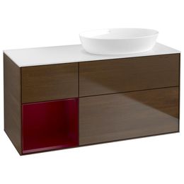 Villeroy & Boch Villeroy und Boch Finion Waschtischunterschrank GA41HBGN 120cm, Abdeckplatte white matt, Emotion, Regale Peony matt lacquer, Walnut veneer