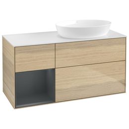 Villeroy & Boch Villeroy und Boch Finion Waschtischunterschrank GA41HGPC 120cm, Abdeckplatte white matt, Emotion, Regale Midnight matt lacquer, Oak Veneer