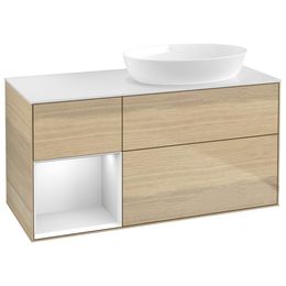 Villeroy & Boch Villeroy und Boch Finion Waschtischunterschrank GA41MTPC 120cm, Abdeckplatte white matt, Emotion, Regale White matt lacquer, Oak Veneer