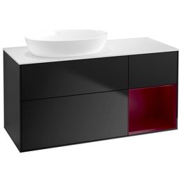 Villeroy & Boch Villeroy und Boch Finion Waschtischunterschrank GA51HBPD 120cm, Abdeckplatte white matt, Emotion, Regale Peony matt lacquer, Black matt lacquer