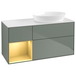 Villeroy & Boch Villeroy und Boch Finion Waschtischunterschrank GA41HFGM 120cm, Abdeckplatte white matt, Emotion, Regale Gold matt lacquer, Olive Matt Lacquer