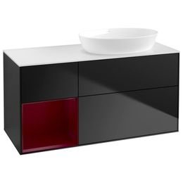 Villeroy & Boch Villeroy und Boch Finion Waschtischunterschrank GA41HBPD 120cm, Abdeckplatte white matt, Emotion, Regale Peony matt lacquer, Black matt lacquer