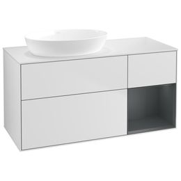 Villeroy & Boch Villeroy und Boch Finion Waschtischunterschrank GA51HGMT 120cm, Abdeckplatte white matt, Emotion, Regale Midnight matt lacquer, White matt lacquer