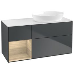 Villeroy & Boch Villeroy und Boch Finion Waschtischunterschrank GA41PCHG 120cm, Abdeckplatte white matt, Emotion, Regale Oak Veneer, Midnight Blue Matt Lacquer