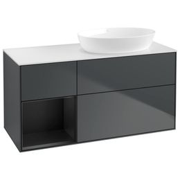 Villeroy & Boch Villeroy und Boch Finion Waschtischunterschrank GA41PDHG 120cm, Abdeckplatte white matt, Emotion, Regale Black matt lacquer, Midnight Blue Matt Lacquer