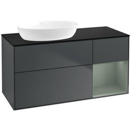 Villeroy & Boch Villeroy und Boch Finion Waschtischunterschrank FA52GMHG 120cm, Abdeckplatte black matt, Regale Olive matt lacquer, Midnight Blue Matt Lacquer