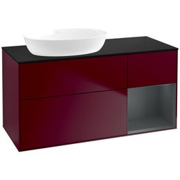 Villeroy & Boch Villeroy und Boch Finion Waschtischunterschrank FA52HGHB 120cm, Abdeckplatte black matt, Regale Midnight matt lacquer, Peony Matt