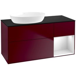 Villeroy & Boch Villeroy und Boch Finion Waschtischunterschrank FA52MTHB 120cm, Abdeckplatte black matt, Regale White matt lacquer, Peony Matt