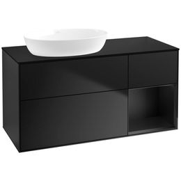 Villeroy & Boch Villeroy und Boch Finion Waschtischunterschrank FA52PDPD 120cm, Abdeckplatte black matt, Regale Black matt lacquer, Black matt lacquer