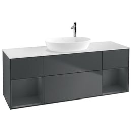 Villeroy & Boch Villeroy und Boch Finion Waschtischunterschrank G981HGHG 160cm, Abdeckplatte white matt, Emotion, Regale Midnight matt lacquer, Midnight Blue Matt Lacquer