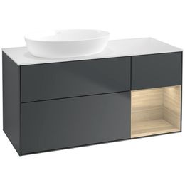 Villeroy & Boch Villeroy und Boch Finion Waschtischunterschrank FA51PCHG 120cm, Abdeckplatte white matt, Regale Oak Veneer, Midnight Blue Matt Lacquer