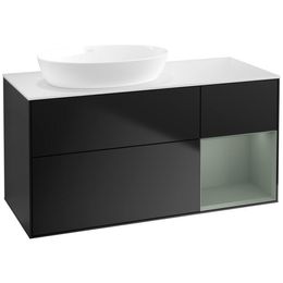 Villeroy & Boch Villeroy und Boch Finion Waschtischunterschrank FA51GMPD 120cm, Abdeckplatte white matt, Regale Olive matt lacquer, Black matt lacquer